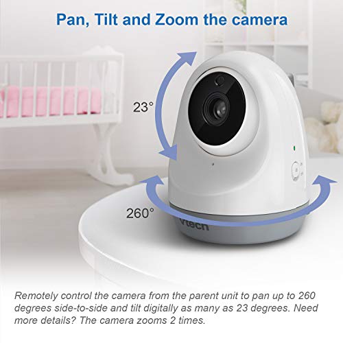 VTech VM3261-2 2.8β Digital Video Baby Monitor with 2 Pan & Tilt Cameras, Full Color and Automatic Night Vision, White