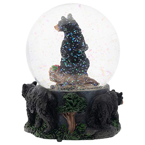 Black Bear Friend Couple 100MM Musical Snow Globe Plays Tune Born Free