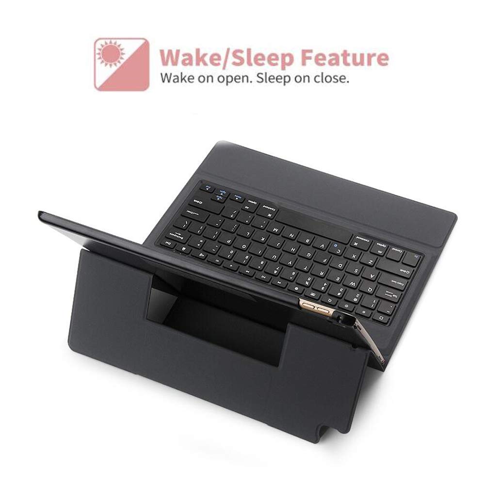 casefromme for iPad Pro 12.9 Keyboard Case,Slim Lightweigh Folio Shell Protective Stand Leather Cover for iPad Pro 12.9 inch 1st & 2nd Generation(2015 & 2017 Black