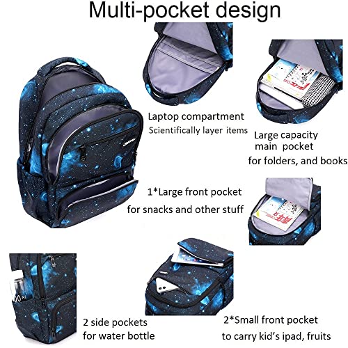 ETAISHOW Boys Girls Rolling Backpack Primary Schoolbag Galaxy-Print Kids Luggage Wheeled Rucksack with 6 Wheels