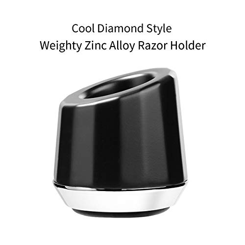 ERAVOR Men's Shaving Razor Stand, Zinc Alloy, Safety Razor Holder Base, Opening Dia 0.78" (2cm), Razor Holder for Men (Black)