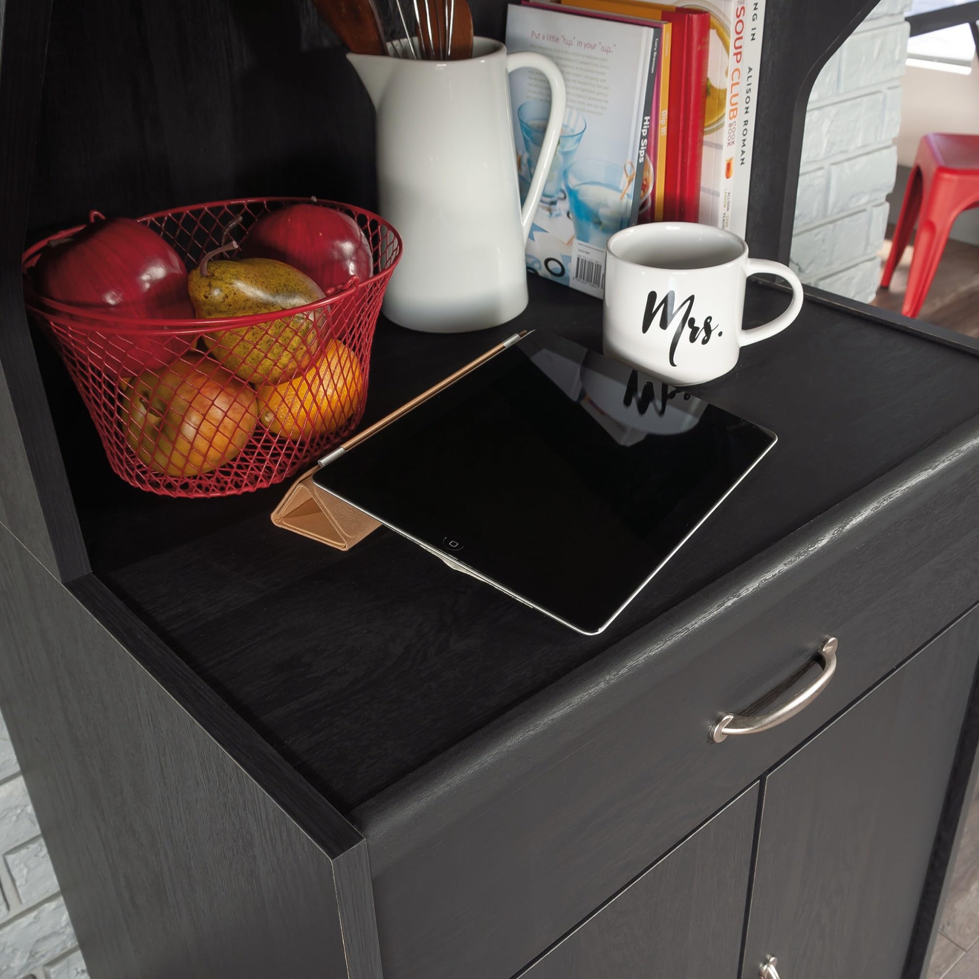 Sauder Microwave/Kitchen Cart, Raven Oak Finish