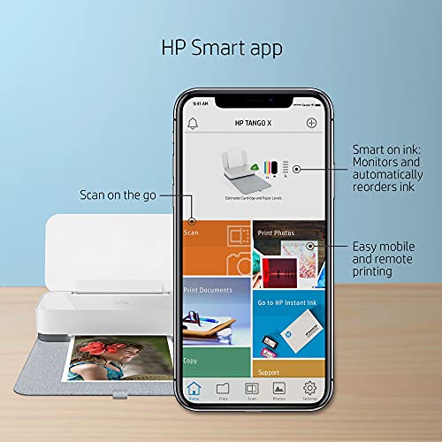 HP Tango X Smart Wireless Printer with Indigo Linen -cover β Mobile Remote Print, Scan, Copy, HP Instant Ink (3DP64A)