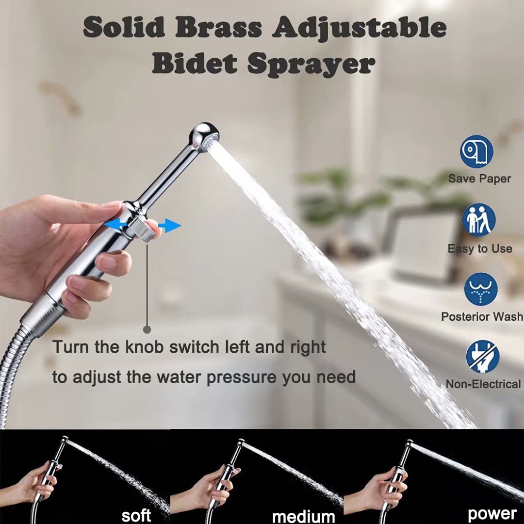 SonTiy Brass Handheld Bidet Sprayer for Toilet, 7.2β Bidet Wand and 7.9" Bidet Wand, Cloth Diaper Toilet Sprayer Bidet Attachment with Backflow Preventer