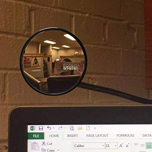 Ampper Glass Clip On Rear View Cubicle Mirror, Flexible Convex Security Mirror for Personal Safety Desk Rearview Monitors or Anywhere (3.75", Round)