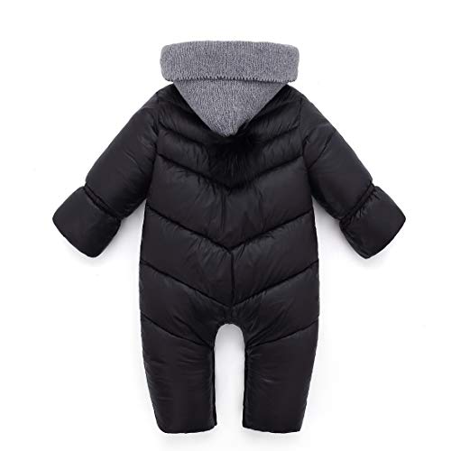 Happy Cherry Baby Boys Girls Snowsuit Hooded Down Jumpsuit Winter Warm Coat Infant Zipper One Piece Puffer Romper