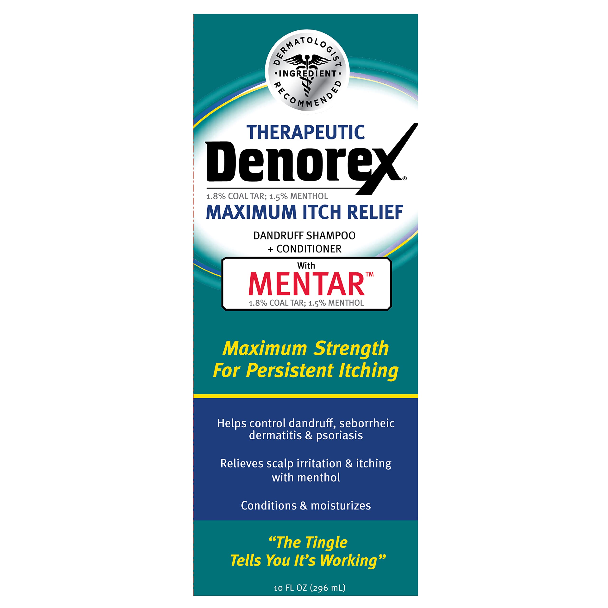 Denorex Therapeutic Dandruff Shampoo + Conditioner Kit, Maximum Itch Relief 10 oz Each (Pack of 2)
