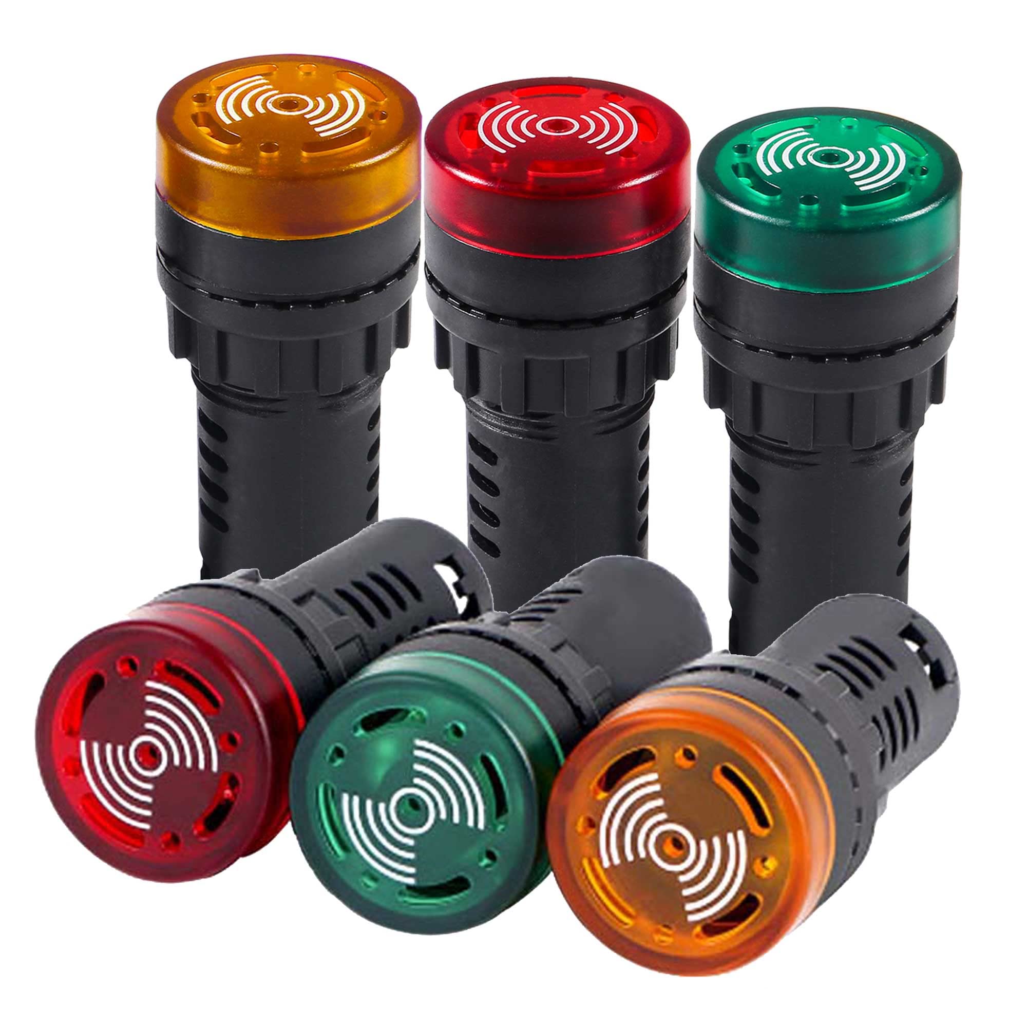 4pcs AC/DC 24V 22mm Red Green Flash Alarm LED Indicator Light Beep Buzzer Flashing Signal Lights for Electrical Control Panel