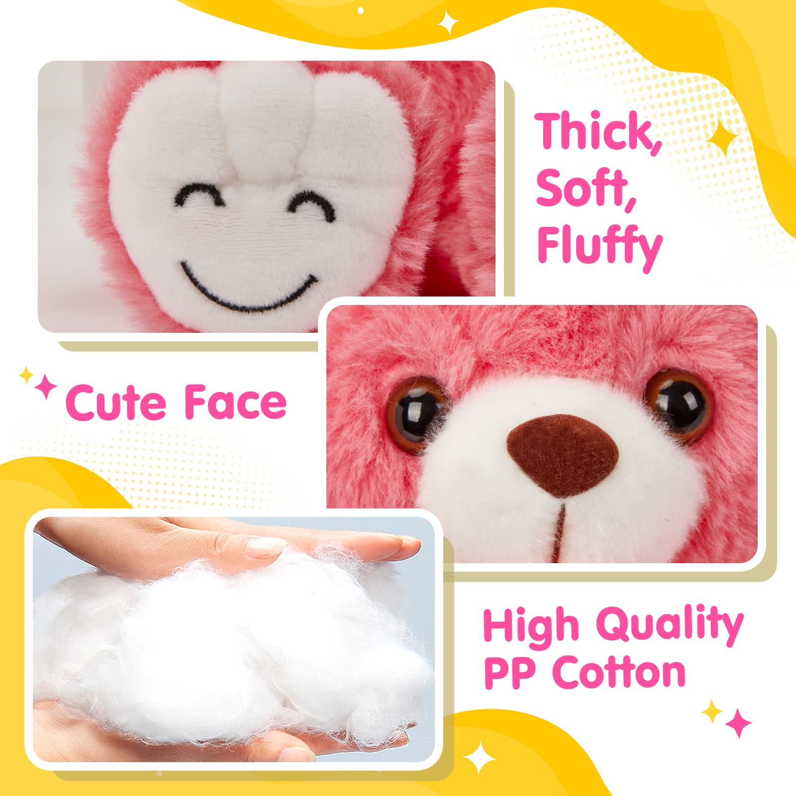 BSTAOFY Light up Plush Bears Gentle Smile Stuffed Animal Soft Fur Nightlight Toy Valentine's Day Gifts for Kids Birthday, 11.5"