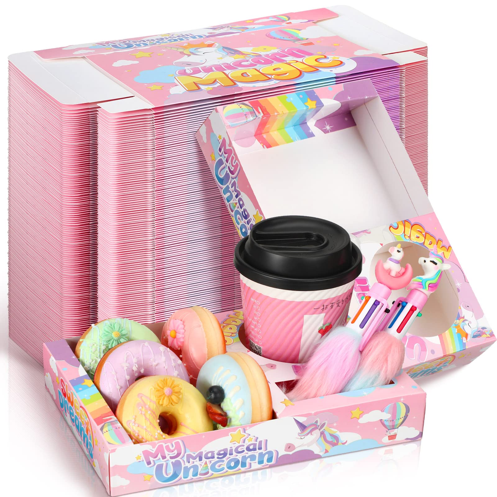 20 Pcs Unicorn Popcorn Boxes Unicorn Popcorn Trays Unicorn Snack Box Movie Night Trays Hold Popcorn Candy Food Drink Unicorn Birthday Party Supplies Snack Treat Box Cookie Container for Baby Shower