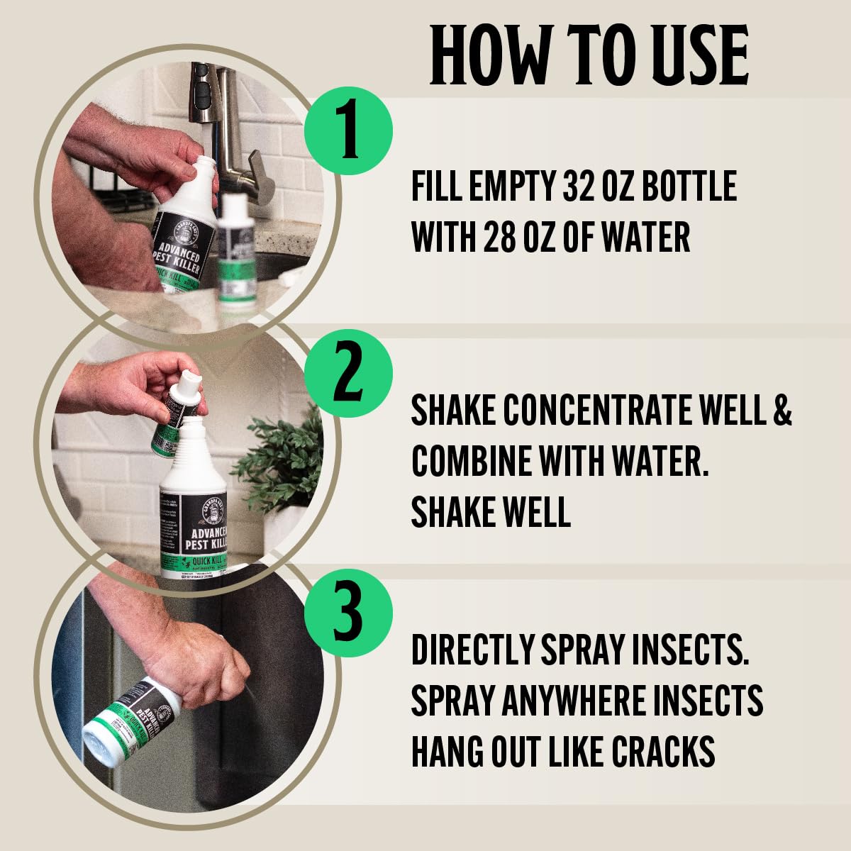 Grandpa Gus's Natural Advanced Pest Killer Concentrate, Plant-Based Actives Quick Kill Multiple Insect Species, Indoor & Outdoor Use, Light Scent, 3.7 fl oz (Pack of 2)