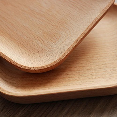 CAN_Deal 4-Pack 5" Natural Beech Wood Square Serving Dishes, Mini Dessert Plates