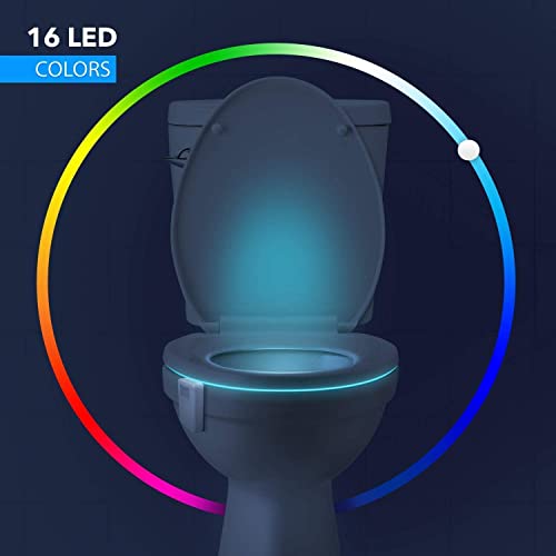 Aomofun Toilet Night Light[2 Pack] with Motion Sensor Activated LED, Rechargeable & 16 Color Changing Fun Inside Glow Bowl - Perfect Bathroom Gadget and Unique Stocking Stuffer for Dad, Men, Kids