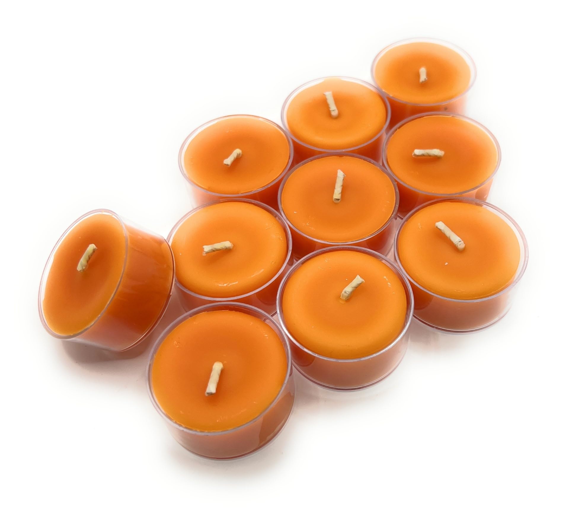 Allnations Candle Co. 100% Beeswax Tealight Candles. 4 to 5 Hours Long Burn Each - for Home, Mother’s Day, Rituals, Prayer, Party, Room Table Decoration - Unscented - Smokeless -10pcs (Orange)