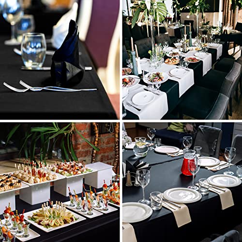 Black Tablecloth 6pcs 60x102, Table Cloth for 6 Feet Rectangle Tables, Waterproof and Wrinkle Resistant Washable Decorative Fabric Table Cover for Dining Table, Party and Outdoor Use