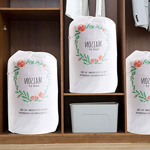 Yosoo Quilt Storage Bag, Cylindrical Large Capacity Clothes Pillow Blanket Storage Bags Reusable Drawstring Packing Bag for Comforters Blankets Bedding (15.7x15.7x31.5in)(3#Flower)