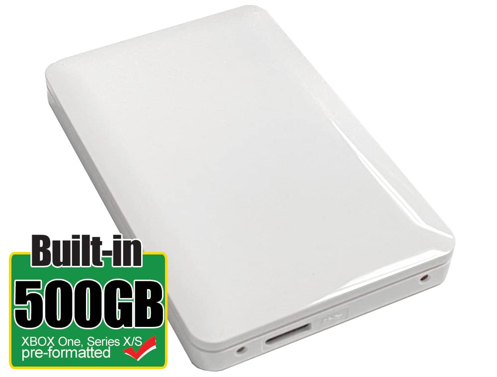 Avolusion 500GB USB 3.0 Portable External Gaming Hard Drive (for Xbox One X, S & Series X|S - Pre-Formatted) White - 2 Year Warranty