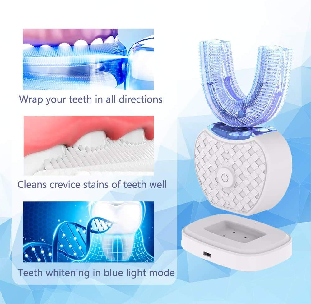 Ultrasonic Toothbrush, Automatic Toothbrush 360° Electric Sonic Toothbrush Teeth Whitening Kit with LED Light, Mayeec Electric Toothbrush Teeth Whitening