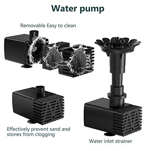 AMZtime 3.5w Solar Water Pump Kit, Solar Bird Bath Fountain with 15 Nozzle,Solar Fountain Pump with 4.9ft Water Pipe and Stake, Solar Powered Fountain for Garden, Ponds, Pool,Outdoor