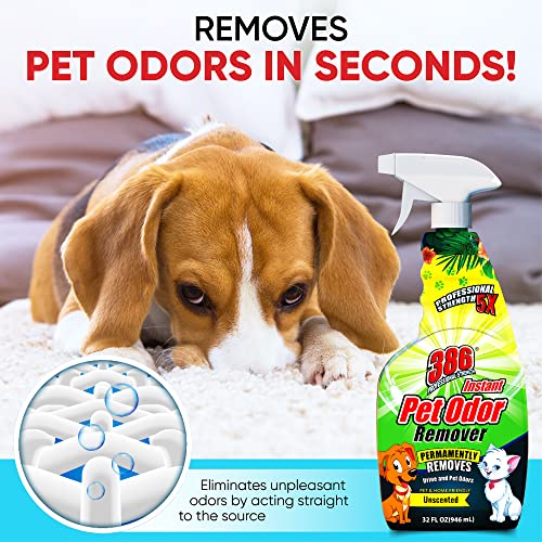 386 Professional Strength Pet Odor Eliminator for Home β Premium Odor Neutralizer for All Surfaces - Multipurpose Urine Remover for Dogs and Cats β Unscented, Long-Lasting No Enzyme Formula