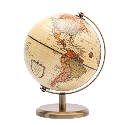 Annova Antique Globe Dia 5.5-inch / 14CM - Educational/Geographic/Modern Desktop Decoration - Stainless Steel Arc and Base - for School, Home, and Office (Antique 5.5β)