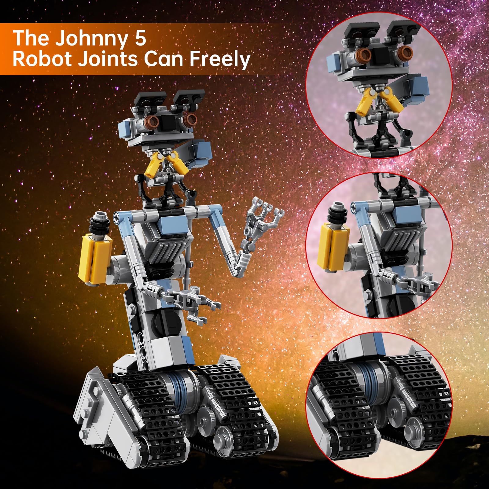 370 Pieces Johnny 5 Robot Building Set, Short Open Circuit Johnny Five Robot Model Toys, Compatible for Lego, Educational Gift Set for Ages 8-14 Boys