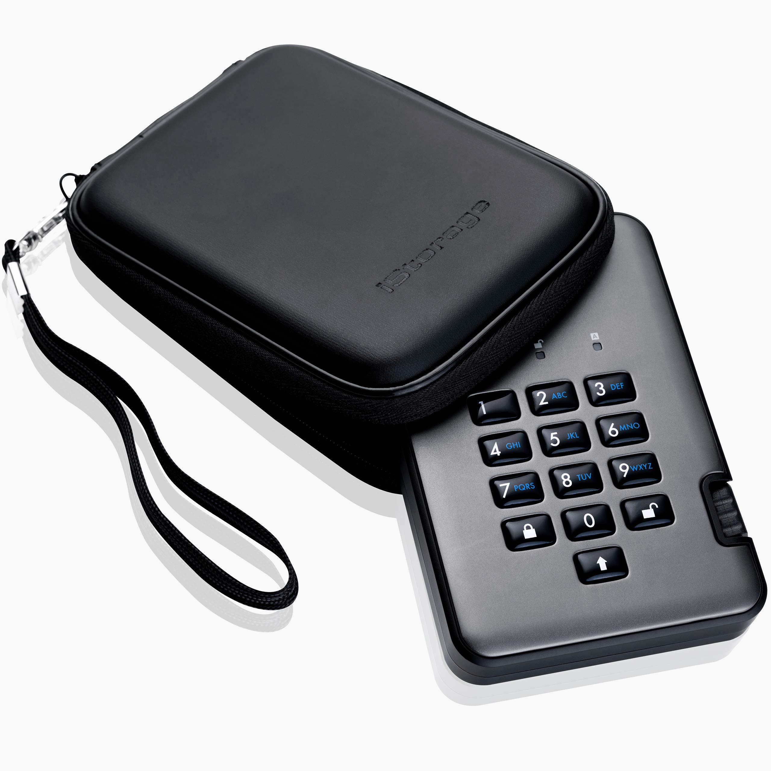 iStorage diskAshur PRO2 HDD 2TB Secure portable hard drive FIPS Level 2 certified - password protected, dust and water resistant, portable, military grade hardware encryption. IS-DAP2-256-2000-C-G