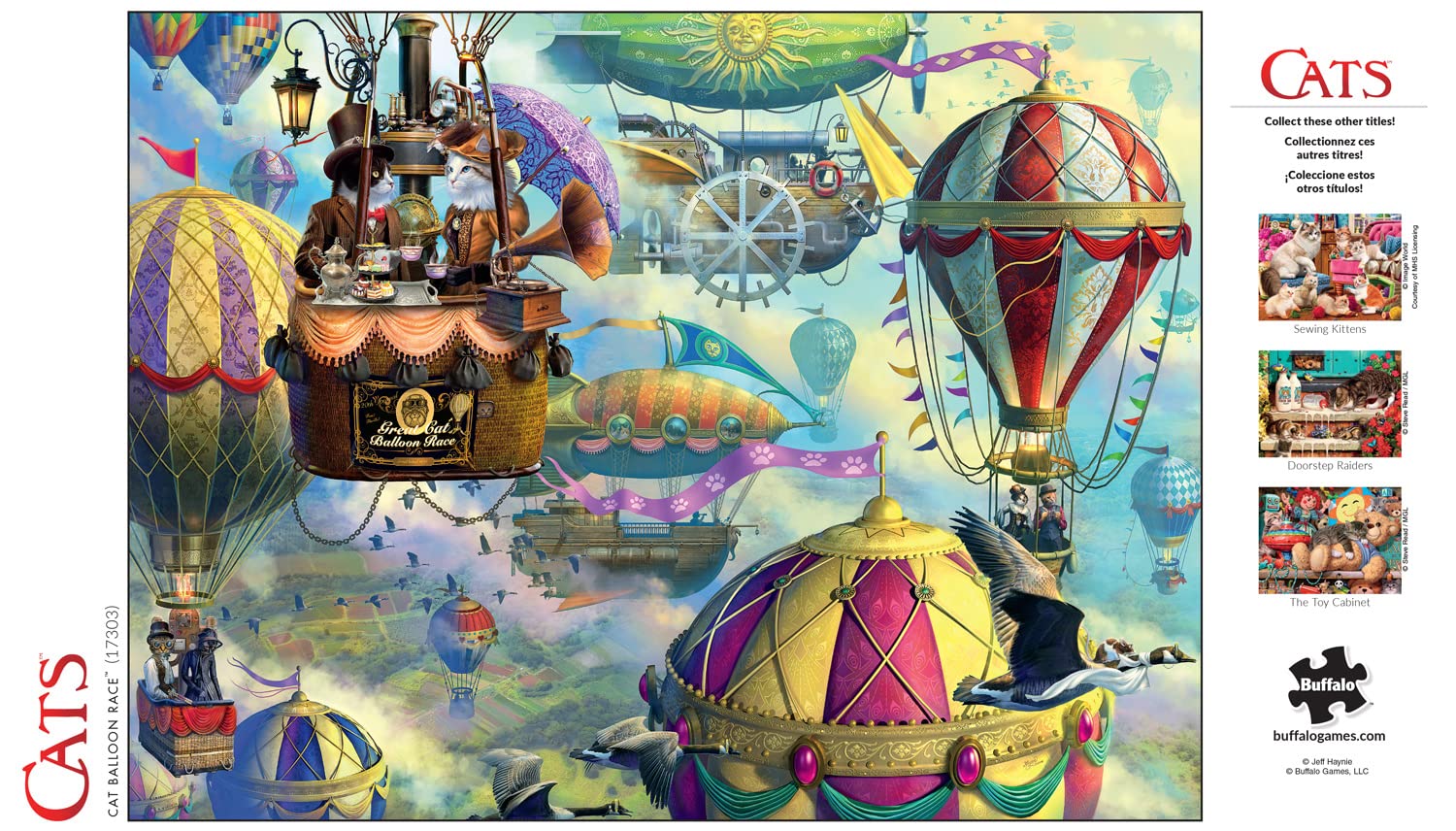 Buffalo Games - Cat Balloon Race - 750 Piece Jigsaw Puzzle for Adults Challenging Puzzle Perfect for Game Nights - 750 Piece Finished Size is 24.00 x 18.00