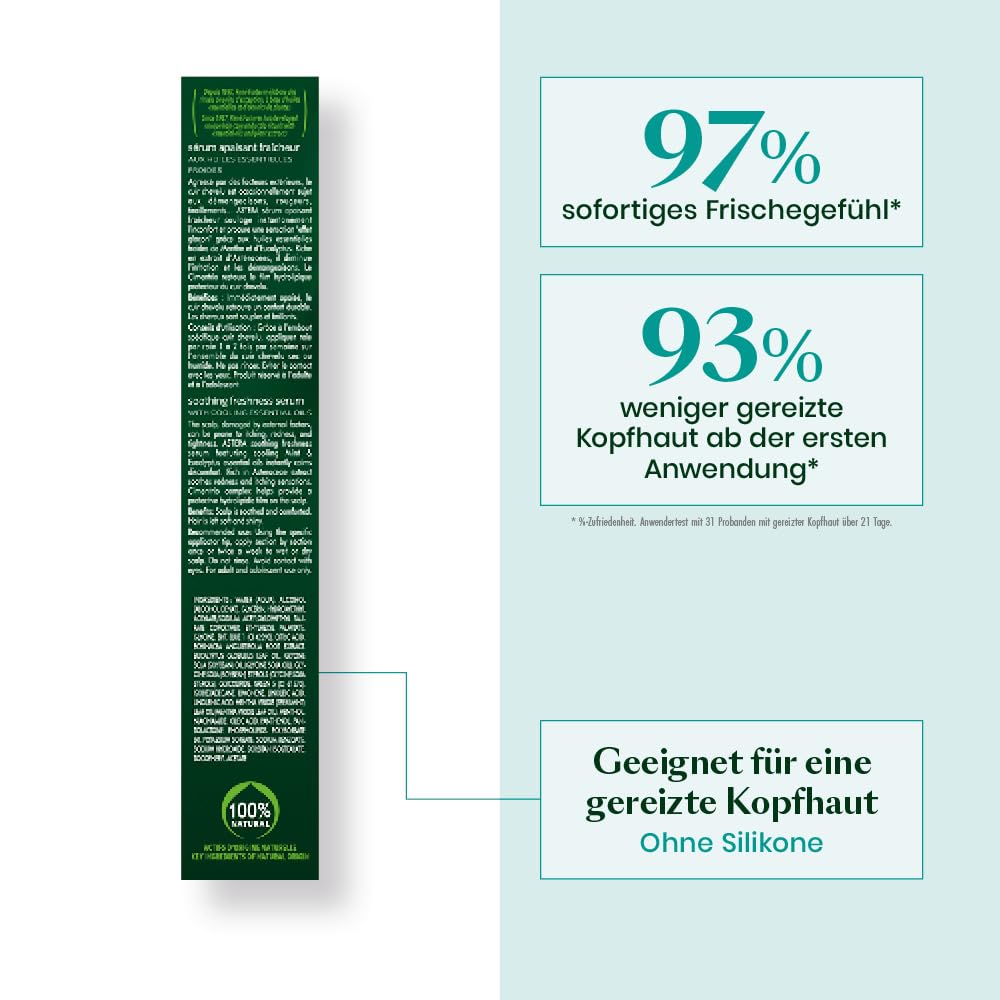Rene Furterer ASTERA FRESH Soothing Freshness Serum - Cool & Soothe Sensitive Scalps - Mint & Eucalyptus - Paraben & Silicone-Free - 2.5 fl. oz.