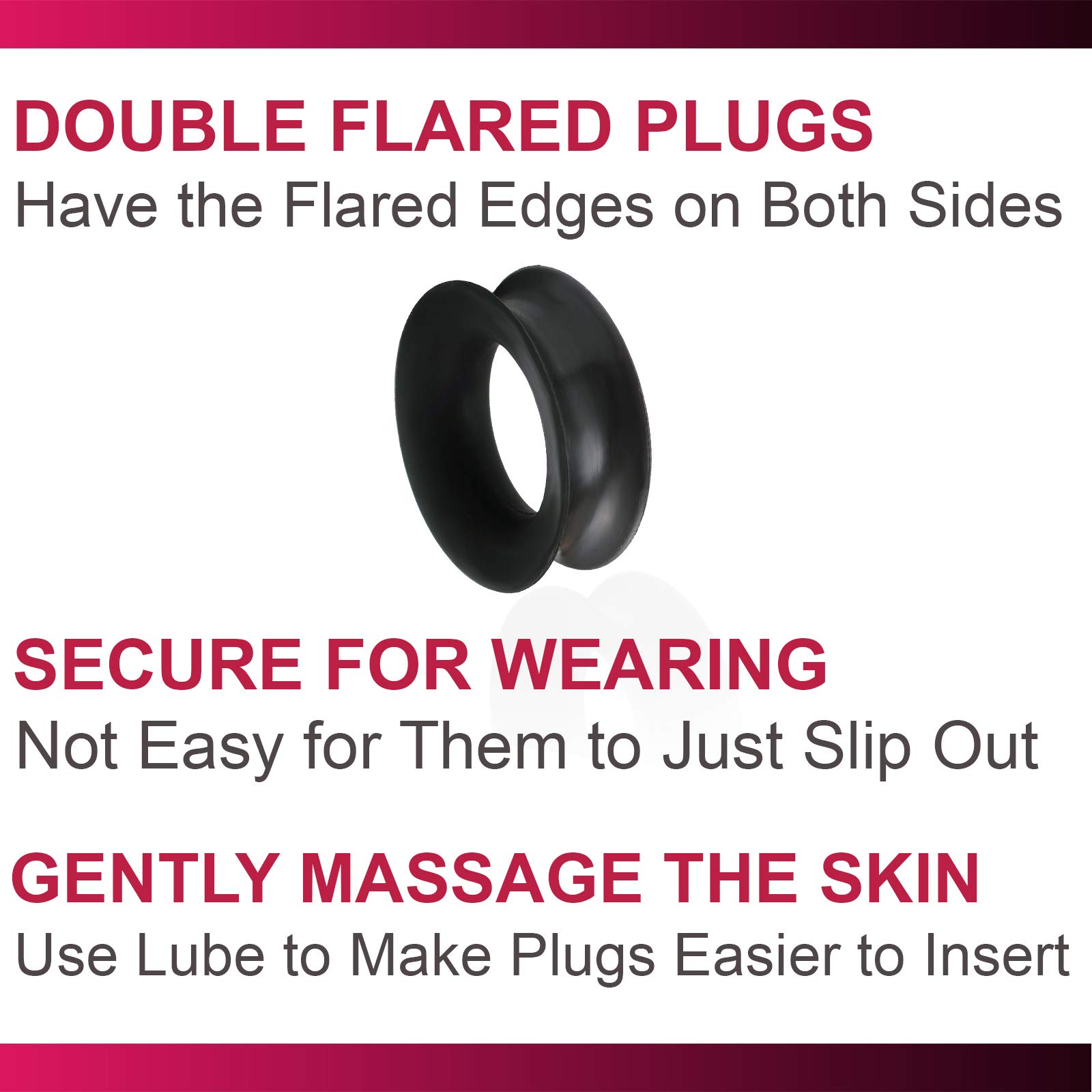 38mm Black Implant grade sili Double Flare Flesh Tunnels Large Gauge Plugs ABYR Ear Stretchers Piercing SI04 2Pcs