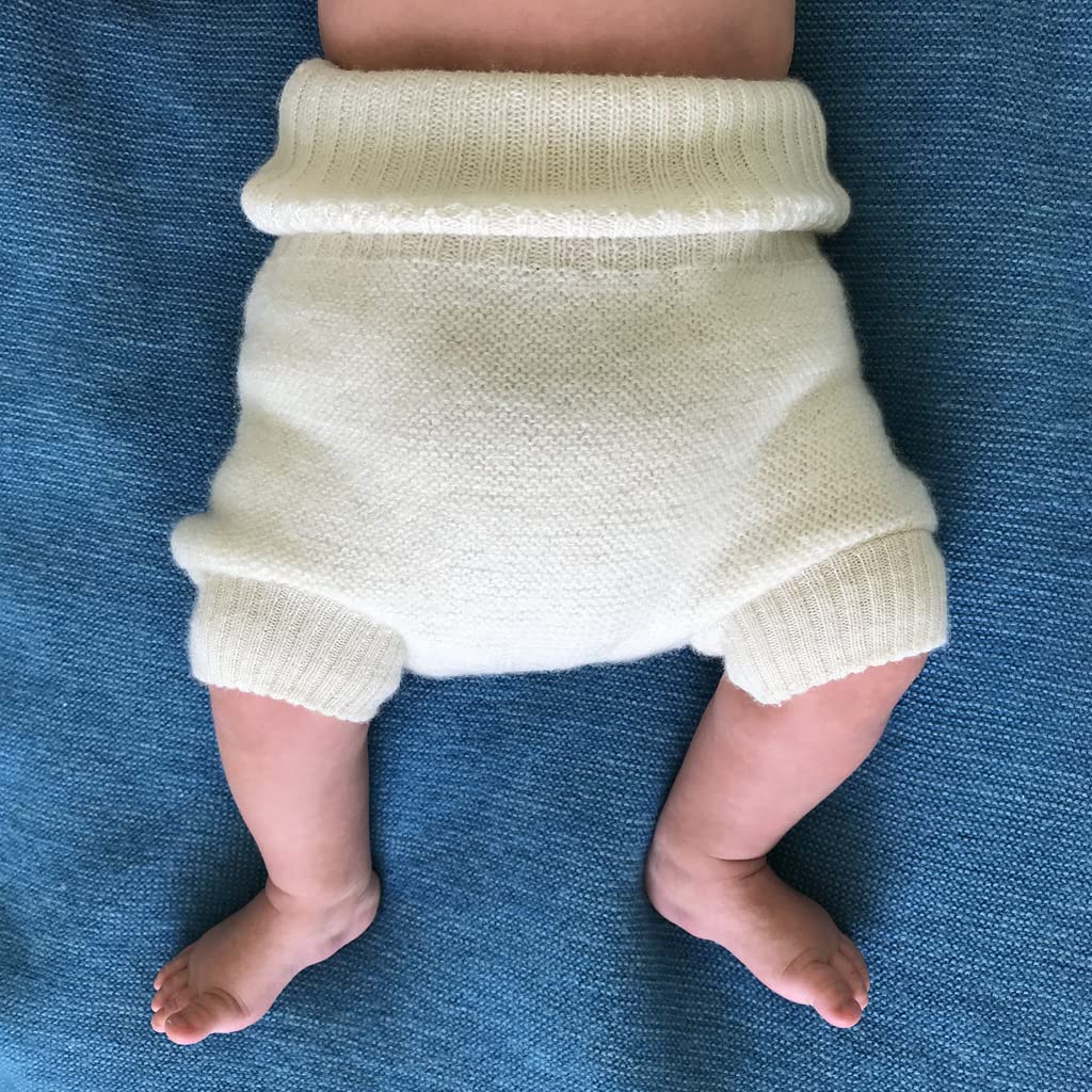 Organic Merino Wool Diaper Cover - Overnight Knit Diaper Cover for Fitted Cloth Diapers and Flats (EU 50-56 | 0-3 Months, Blue/Navy Stripes)