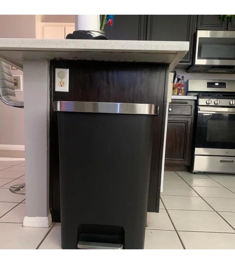 IPORS Plastic Locking Lid Step Trash Can Black,Commercial/Kitchen Step Trash Can
