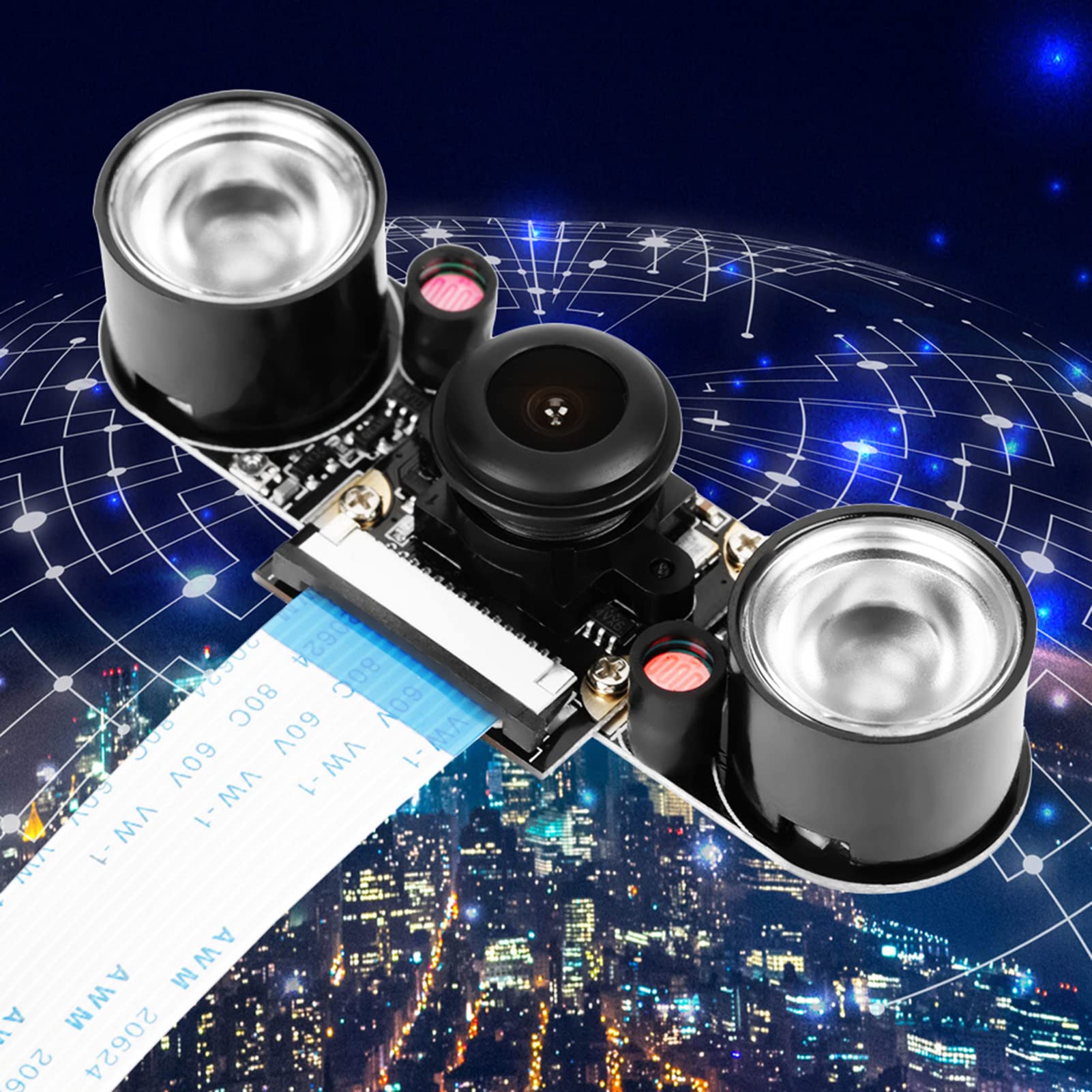 5 Million Pixels Night Vision 130° Viewing Angle Camera Module Board 1080P HD OV5647 Camera Module for Raspberry Pi B 3/2