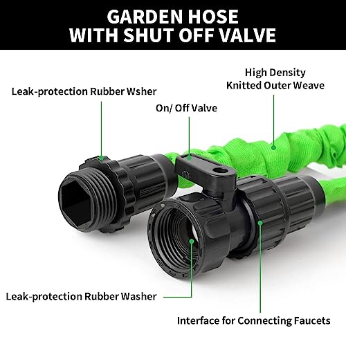 Expandable Garden Hose Water Pipe - 50FT Flexible Water Hose with 7 Function Spray Nozzle, Expandable Hose Pipe Spray Gun, Magic Water Pipe, Green