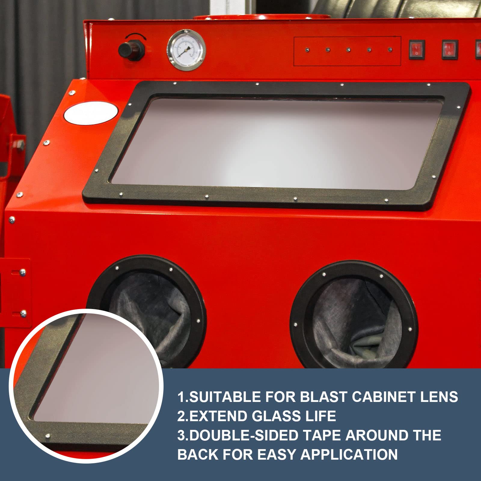 6 Pcs Abrasive Blasting Cabinet Lens Cover Polyester Film Sandblast Cabinet Inner Lens Protector Adhesive Standard Sand Blast Film for Sandblast Cabinet Replacement, 23 x 11 Inch