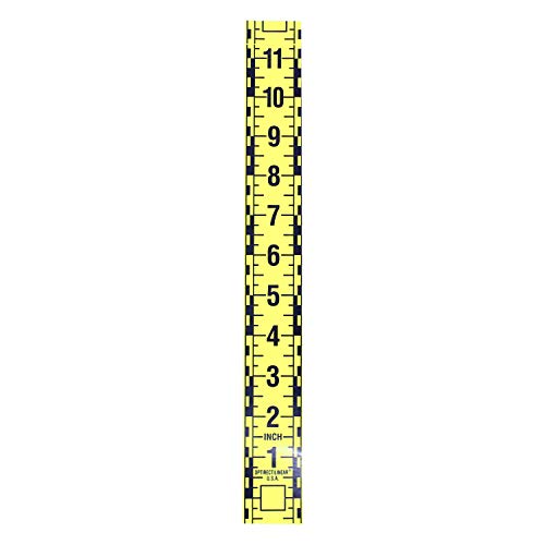 Adhesive Continuous Ruler Roll Tape – Fractional – 1 1/2 Inches Wide, 12 Inch Long X 105 Repeats – Vertical Up – Yellow