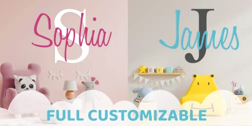 Custom Name & Initial - Premium Series - Baby Boy - Wall Decal Nursery for Home Bedroom Children (M511) (Wide 22" x 15" Height)