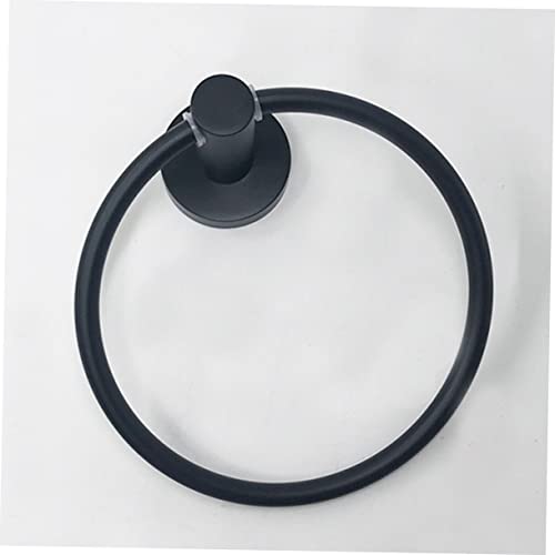 Angoily 6 Pcs Towel Ring Set Steel Towel Rod Wall Mounted Hooks Paper Towel Wall Hange Bath Towel Set Black Toilet Paper Stand Black Towel Ring Wall-Mounted Towel Ring Paper Towel Holder