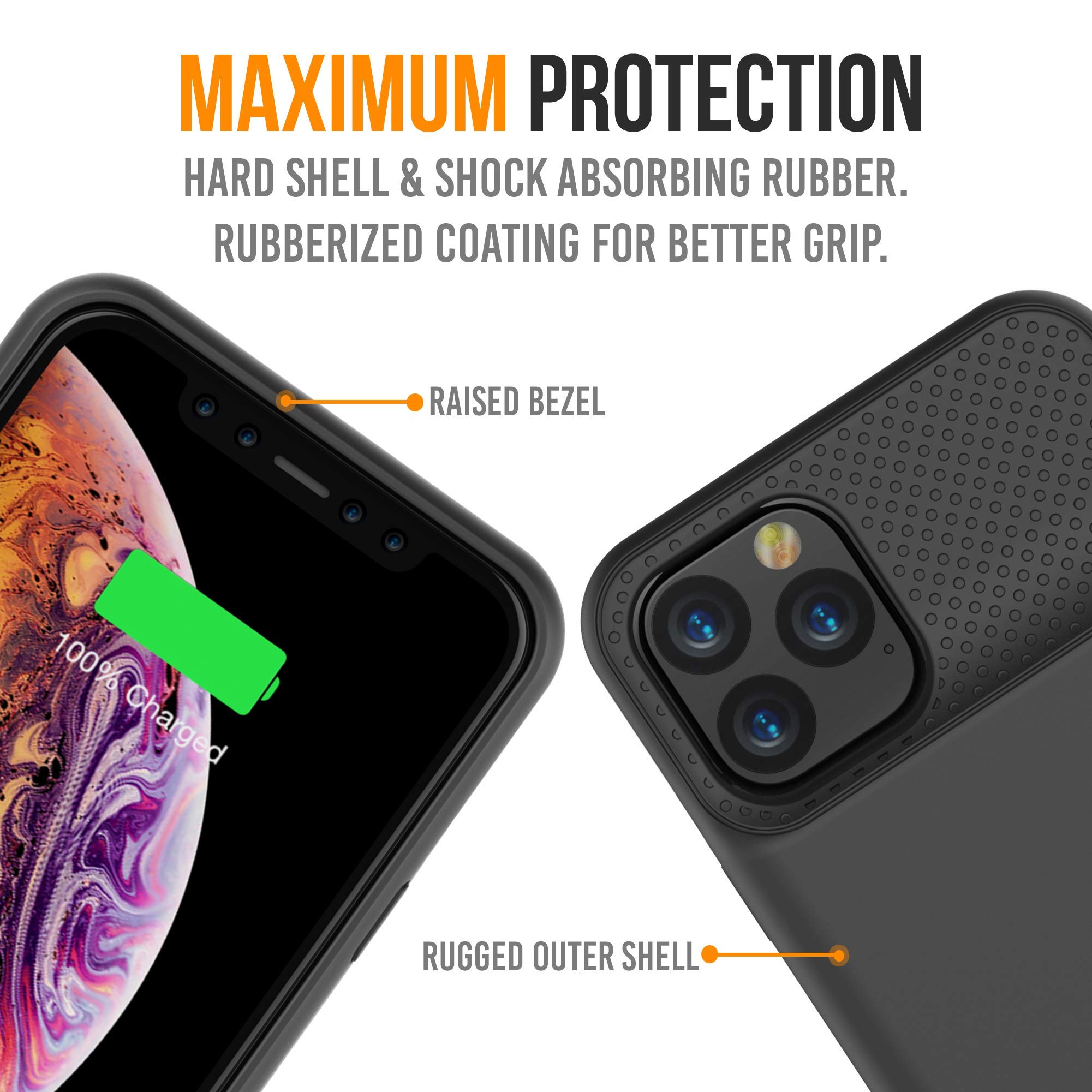 Alpatronix iPhone 11 Pro Battery Case (5.8 inch), 5000mAh Slim Portable Protective Extended Charger Cover with Wireless Charging Compatible with Lightning Audio and CarPlay - BXXI Pro – Matte Black