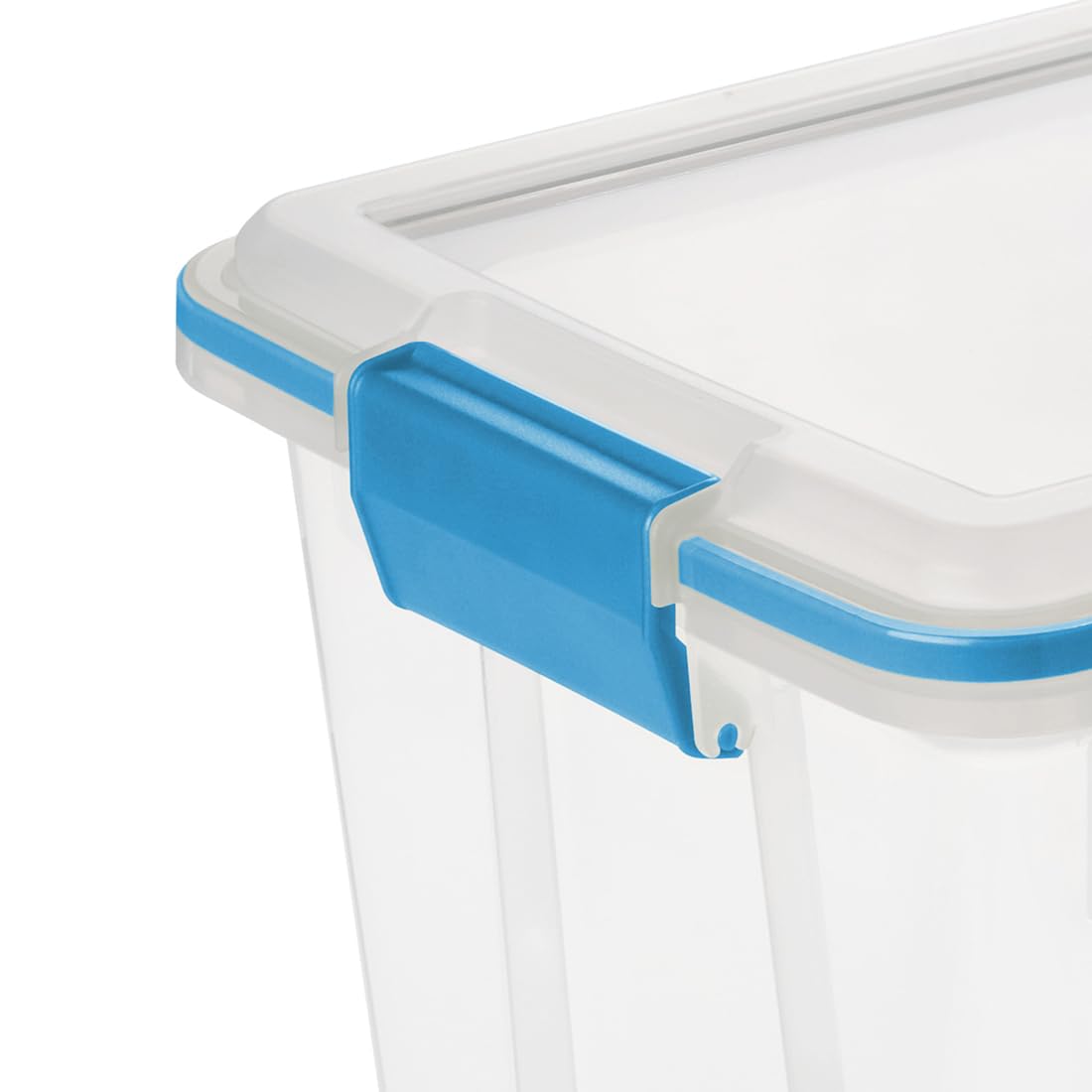 20 Qt. Gasket Box, Plastic Lidded Home Storage Bins, Stackable Storage Container Bin Box Tote with Blue Latching Lid Organizing Solution for Home & Classroom, Set of 6