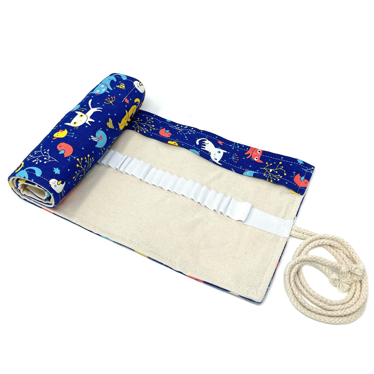 allydrew Pencil Roll Organizer, Colored Pencil Wrap Pouch (72 slots), Cats & Birds