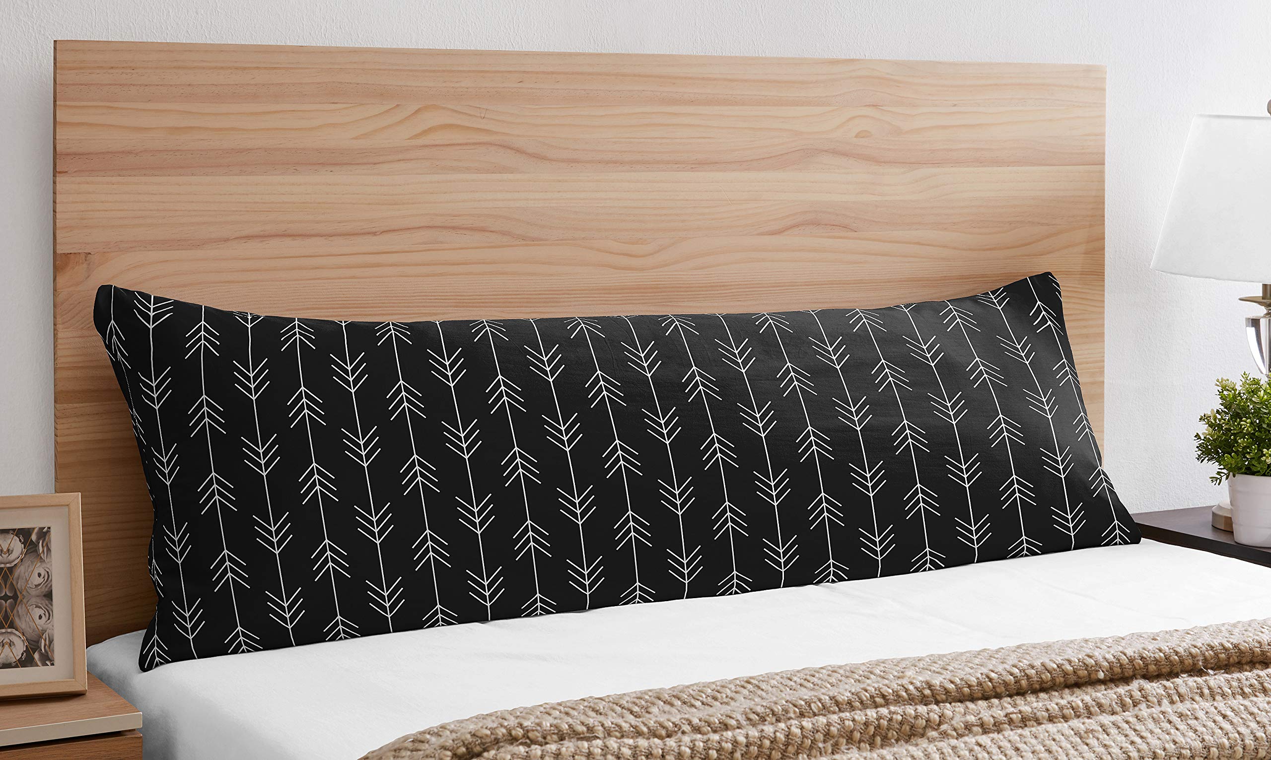 Sweet Jojo Designs Black and White Woodland Arrow Body Pillow Case Cover for Rustic Patch Collection (Pillow Not Included)