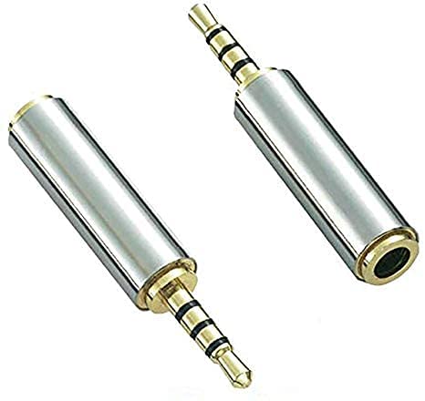 Adhiper Replacement 2.5mm to 3.5mm Stereo Jack Cable Adapter，for Headphone, Tablets, 4 Poles Jack Stereo Adapter for Stereo Audio Jack Adapter Cable，2.5mm to 3.5mm Adapter (2 Pack)