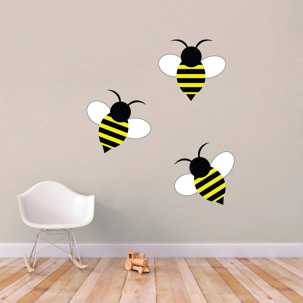 Bumble Bees Wall Decals, Sticker Decal for Nursery, Kids Room, Bedroom - Bumble Bees Printed Wall Decal Set | Small | Pick Your Sticker Size