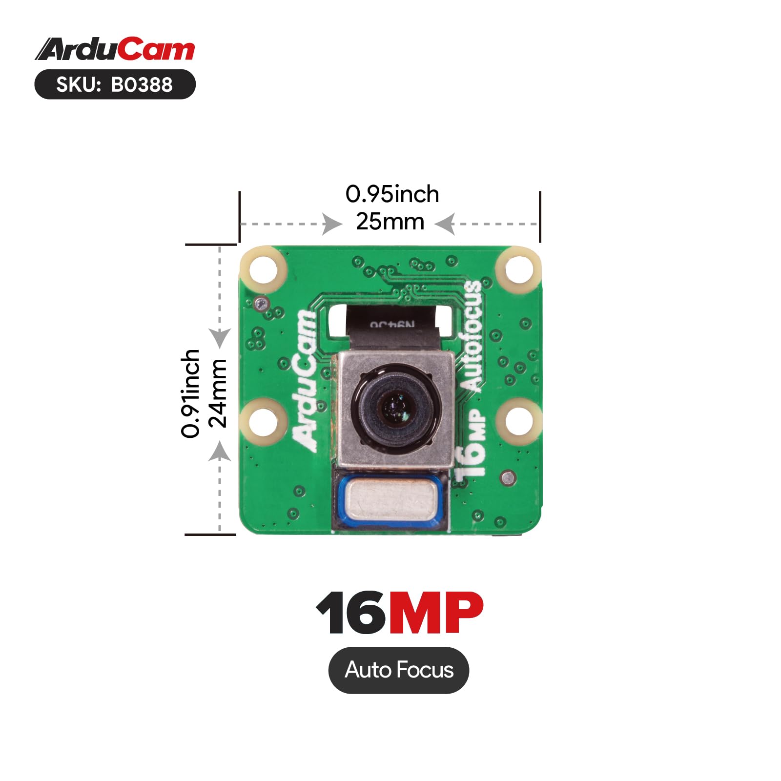 Arducam 16MP Autofocus Quad-Camera Kit for Raspberry Pi, 16MP IMX519 Autofocus Synchronized Pi Camera, Compatible with Nvidia Jetson Board