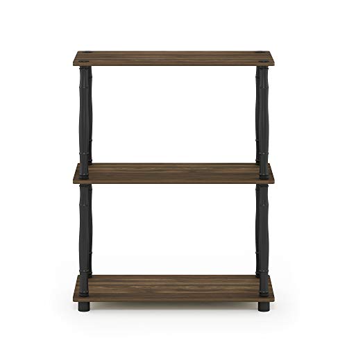 Furinno Turn-N-Tube 3-Tier Compact Multipurpose Shelf Display Rack with Classic Tube, Columbia Walnut/Black