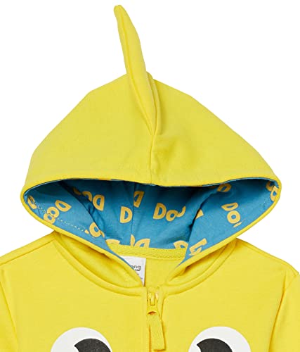 Pinkfong Boys Zip Up Big Face Hoodie-Baby Shark Yellow Toddler Size 2T-5T, 3T