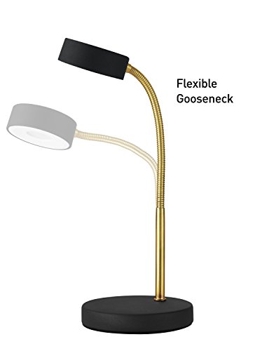 Globe Electric Desk Lamp, Gold Gooseneck, Matte Black Finish, 5W Energy Star Integrated LED, 250 Lumens 30061, 15.45", Black & Gold