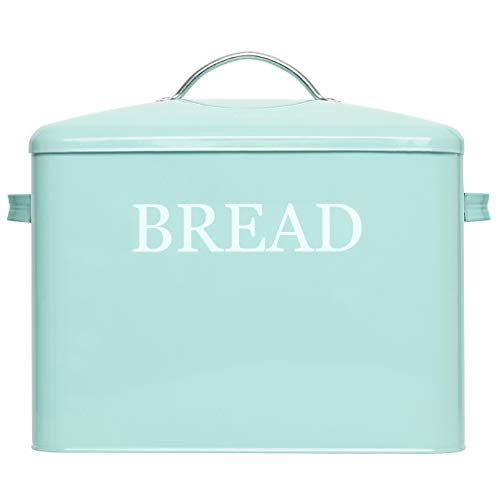 Extra Large Bread Box Teal - Bread Boxes For Kitchen Counter Holds 2+ Loaves For All Your Bread Storage - Bread Container Counter Organizer To Suit Farmhouse Kitchen Decor, Vintage Kitchen, Rustic
