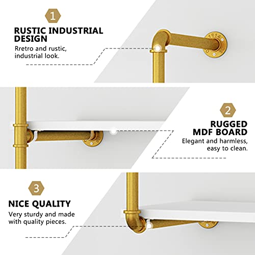 AZERPIAN Floating Shelves Wall Shelf Bathroom Shelving Mounted Industrial Pipe Shelf 3 Tier Ladder Shelves Wall Decor for Bedroom Living Room Wine Bar & Dorm, White